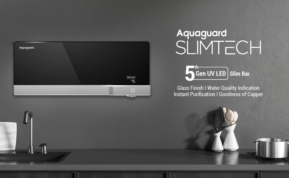 Eureka Forbes Aquaguard Slim Tech UV Bar Inline Water Purifier with Water Quality Indication ...